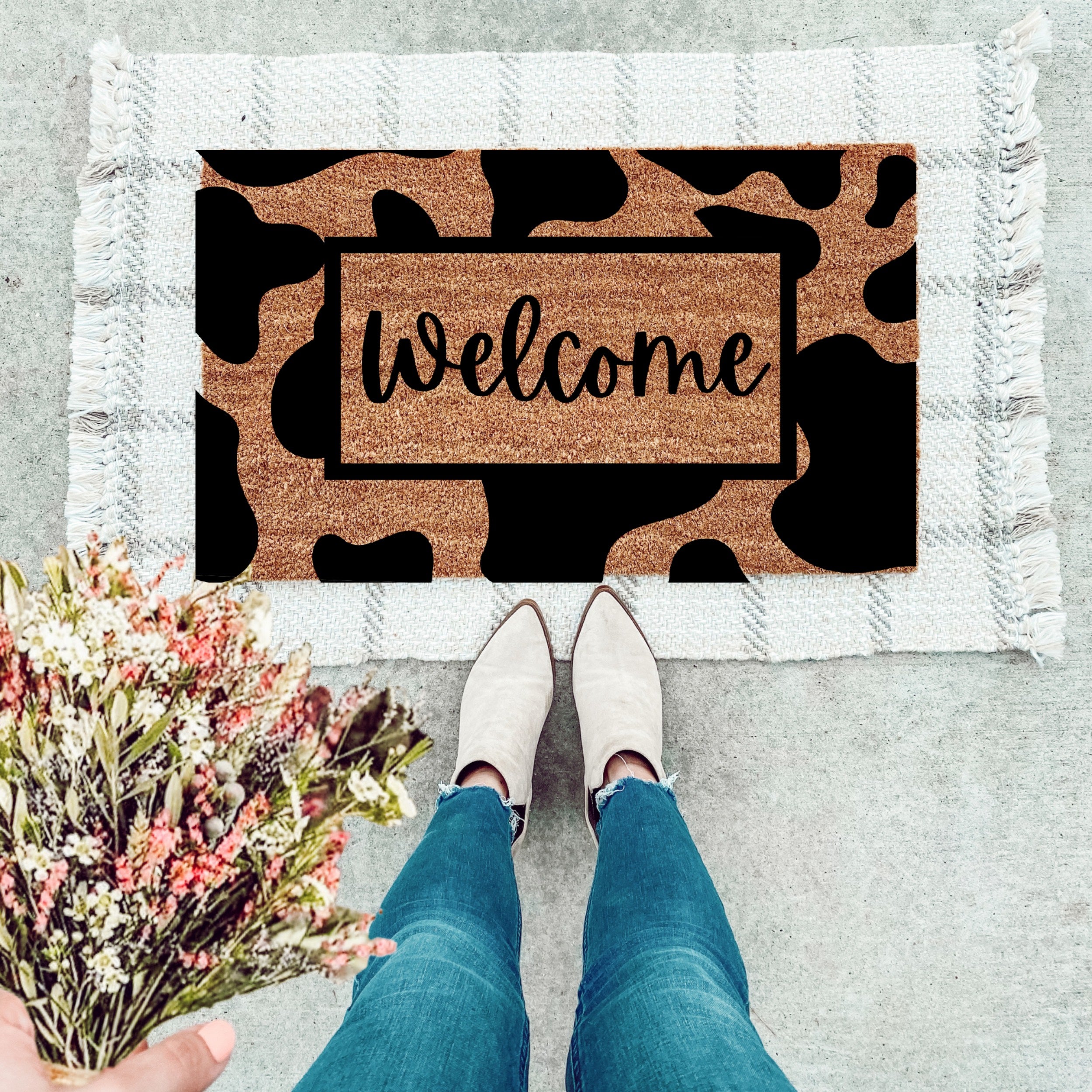 Cow Print Welcome Doormat – The Simply Rustic Barn