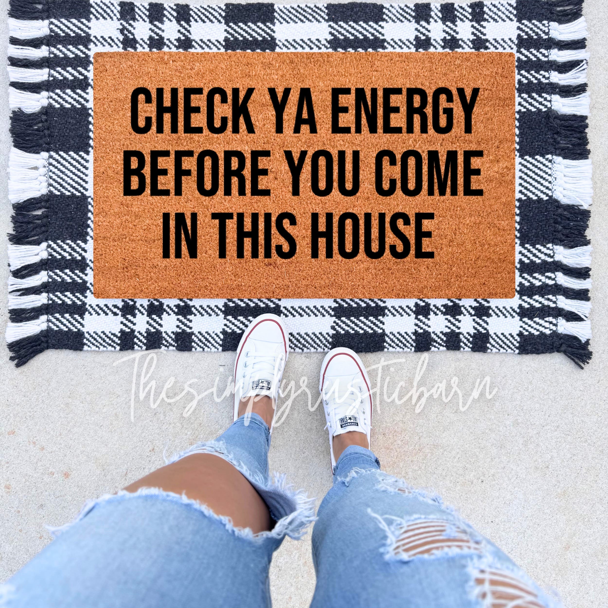 Personalized Doormat - Check Ya Energy | Funny Door Mats – The Simply ...